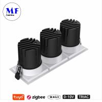 China Square Recessed LED Down Light Three Heads 3*7W Triac 0-10V Dali CCT Power Adjustable Dimmable Smart Dim Aluminum Spot for sale