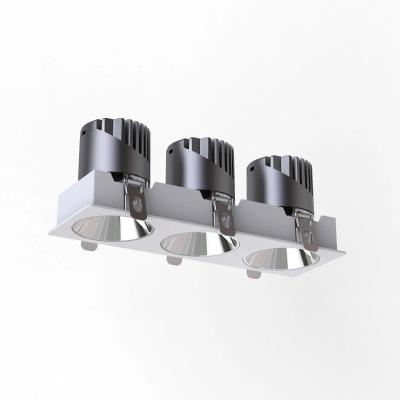 China Anti-Glare Frameless Triple Heads IP20 Dimmable LED Down Light Compatible Triac, 0-10V, Dali-2, Dt6, Dt8 Spot Light for sale