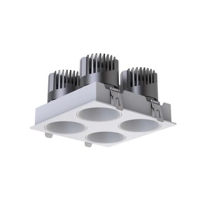 China IP20 Frameless Four-Head Anti-Glare Dimmable LED Down Light Support Triac 0-10V Dali-2 Dt6 Dt8 Spot Light for sale