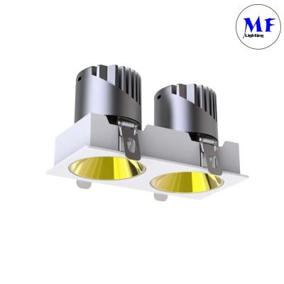 China Smart Power Dimmable Triac/0-10V/Dali-2 IP20 IP44 14W/20W/24W/30W/40W CCT Tunable Recessed Square 2 Double Head Downlight Spot Anti Glare LED Down Light for sale