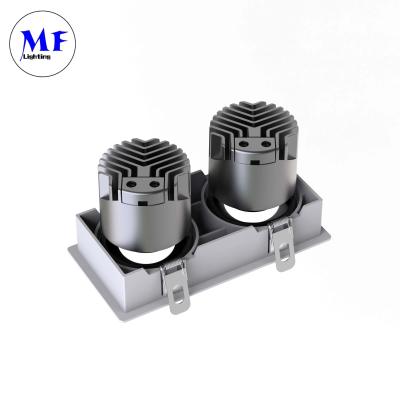 China Die-Cast Aluminum Double Heads LED Spot Downlight IP44 Ugr<19 Anti-Glare Dali-2 Dali Dt8 Dimmable Square Recessed Ceiling Down Light 2×12W for sale
