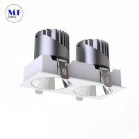 China Die-Cast Aluminum Double Heads LED Spot Downlight IP44 Ugr<19 Anti-Glare Dali-2 Dali Dt8 Dimmable Square Recessed Ceiling Down Light 2×12W for sale