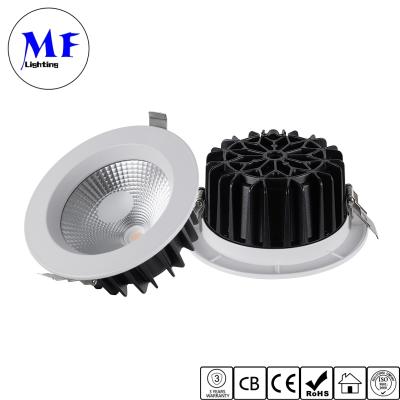 China Factory Price 50W High Power Recessed COB LED Downlight 100lm/W Dimmable IP40 Indoor CCT Adjustable Anti Glare Ceiling Down Light for Commercial Lighting for sale