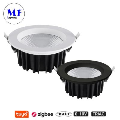 China Factory Price IP40 CCT Adjustable Triac Dali Tuya Dimmable Smart Zigbee 35W 50W COB LED Recessed Spot Down Light for Kitchen Industrial Retail Commercial Spaces for sale