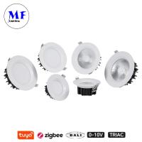 China Factory Price IP40 Anti-Glare Triac Dali Tuya Dimmable Smart Zigbee 7W 15W SMD LED Recessed Spot Down Light for Kitchen Industrial Retail Commercial Spaces for sale