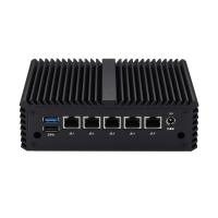 China 32G Fanless Firewall Mini PC Intel J6412 5x 2.5GbE LAN 3 Display 155mm for sale
