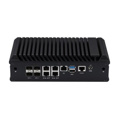 China Intel Atom C3758R Fanless Mini PC 5x2.5GbE LAN 4x10G SFP+ Firewall Router for sale
