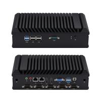 China Industrial Fanless Mini PC Intel Celeron 3855U 6 COM 2 HDMI 1 VGA 8 USB Dual LAN for sale