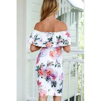 China Bodice One Shoulder Tube Dress Print Ladies One Shoulder Dress Slim Fit for sale