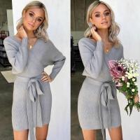 China Knitted Package Hip Dress Lace Up Dewdrop Hip High Waisted Dress For Women'S Dress for sale