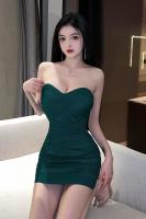 China Pure Package Hip Dress Wrap Chest Bag Buttock Dress Fold Tight Thin Sexy Skirt for sale