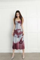 China Spice Print Sexy Slip Dress Halter Slim Fit Sexy Dress Holiday Strapless Long Dress for sale