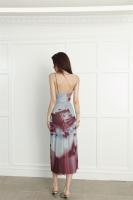 China Spice Print Sexy Slip Dress Halter Slim Fit Sexy Dress Holiday Strapless Long Dress for sale