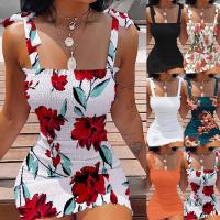 China Boat Neck Print Halter Dress Top Waist Floral Sheath Dress for sale