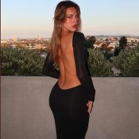 China New Hottie Sexy Low Back Dress Hollow Out Dress Long Sleeved Hip Bag Solid Color Dress for sale