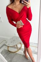 China Fashionable Package Hip Dress Long Sleeve V Neck Sexy Waist Fold Hip Wrap Dress for sale