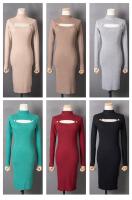China Sexy Package Hip Dress Long Sleeve Knitted Hip Bag Hollow Fashion Sexy Slim Dress for sale