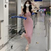 China Stylish Sexy Slip Dress Sweet Spicy  Slim Fit Pink Tank Top Dress Sleeveless for sale