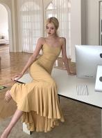 China Retro Sexy Slip Dress Spice Girl Temperament Fashion Halter Long Fishtail Dress for sale