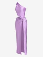 China Party Hollow Thigh High Slit Dress Sleeveless Solid Color Long Dress Fashion Sexy for sale