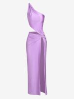 China Party Hollow Thigh High Slit Dress Sleeveless Solid Color Long Dress Fashion Sexy for sale