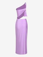 China Party Hollow Thigh High Slit Dress Sleeveless Solid Color Long Dress Fashion Sexy for sale