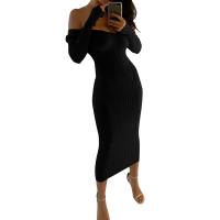China Sexy Stylish Ladies Dress Big V Neck Off Shoulder Long Sleeved Dress for sale