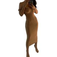 China Sexy Stylish Ladies Dress Big V Neck Off Shoulder Long Sleeved Dress for sale