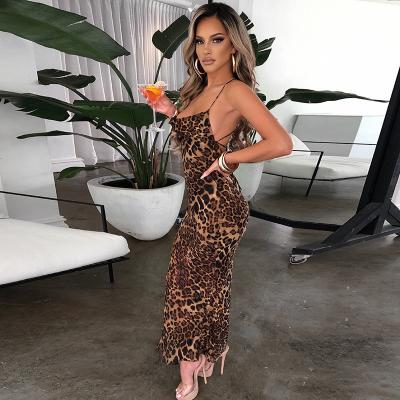 China Leopard Print Stylish Ladies Dress Sexy Backless Slim Fit MIDI Dress for sale
