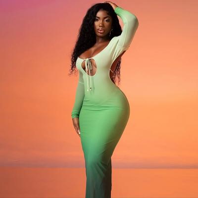 China Sexy Backless Cut Out Dress Sexy Lace Up Long Sleeve Cut Out Dress for sale