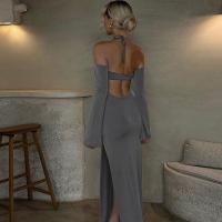 China Solid Color Stylish Ladies Dress Fashion Hot Backless Dress Split Strapless for sale