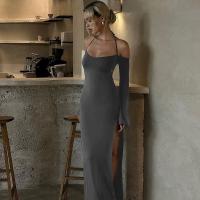 China Solid Color Stylish Ladies Dress Fashion Hot Backless Dress Split Strapless for sale