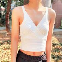 China Pullover Style Ladies Camisole Vest Sexy V Neckline Umbilical Knitted Vest Womens Slim for sale
