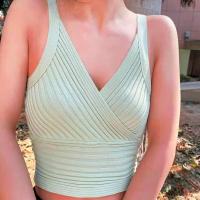China Pullover Style Ladies Camisole Vest Sexy V Neckline Umbilical Knitted Vest Womens Slim for sale