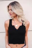 China Sleeveless V Neck Camisole Top Comfortable Slit Vest Women Sexy Vest Base Top for sale