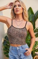 China Stay Stylish Skinny Tank Top Slim Sexy Knit Leopard Print Halter Top for sale