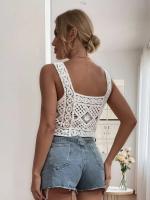China Solid Color Hollow Vest Cute Women'S Woven Vest Terylene for sale