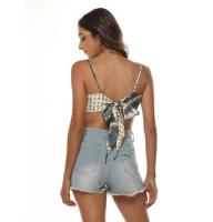 China One Line Shoulder Ladies Camisole Vest Printed Satin Camisole Vest Elegant for sale