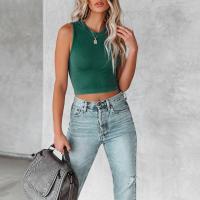 China Exquisite Women'S Sleeveless Tank Top Stylish Solid Color Crew Neck Camisole for sale