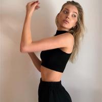 China Sexy Spice Girl Halter Neck Vest Beauty Back Black High Neck Vest Slimming Irregular for sale