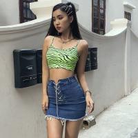 China Fashion Ladies Camisole Vest Fluorescent Green Zebra Print Camisole Slim Fit Sexy Crop for sale