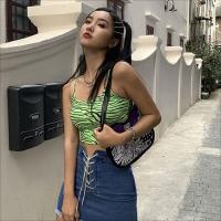 China Fashion Ladies Camisole Vest Fluorescent Green Zebra Print Camisole Slim Fit Sexy Crop for sale