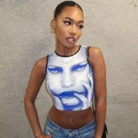 China Fashion Street Photo Decal T Shirt Print Slim Fit High Neck Crop Tank for sale