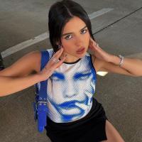 China Fashion Street Photo Decal T Shirt Print Slim Fit High Neck Crop Tank for sale