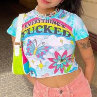 China Stylish Printed Decal T Shirt Crew Neck Slim Fit Short Sleeve Shirt for sale