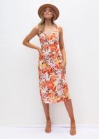 China A Line Style Sleeveless Print Dress Round Neck Delicate Floral Sleeveless Dress for sale