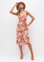 China A Line Style Sleeveless Print Dress Round Neck Delicate Floral Sleeveless Dress for sale