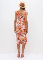 China A Line Style Sleeveless Print Dress Round Neck Delicate Floral Sleeveless Dress for sale