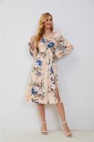 China Elegant Ruffled Floral Frocks For Women Multi Color Fashion Print Dress Flared Sleeves for sale