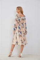China Elegant Ruffled Floral Frocks For Women Multi Color Fashion Print Dress Flared Sleeves for sale